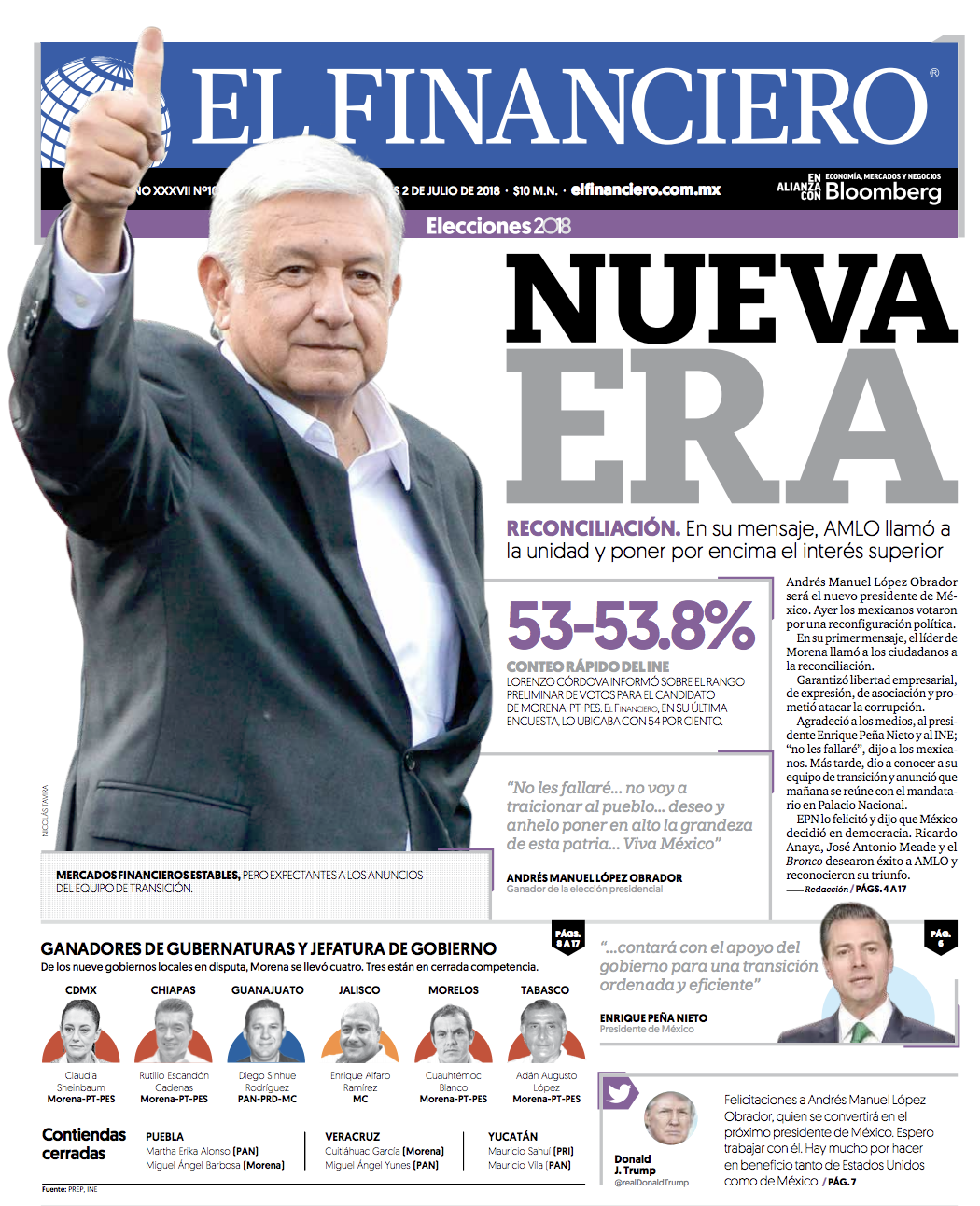 Así amanecieron los diarios en México luego del triunfo de AMLO | CC News
